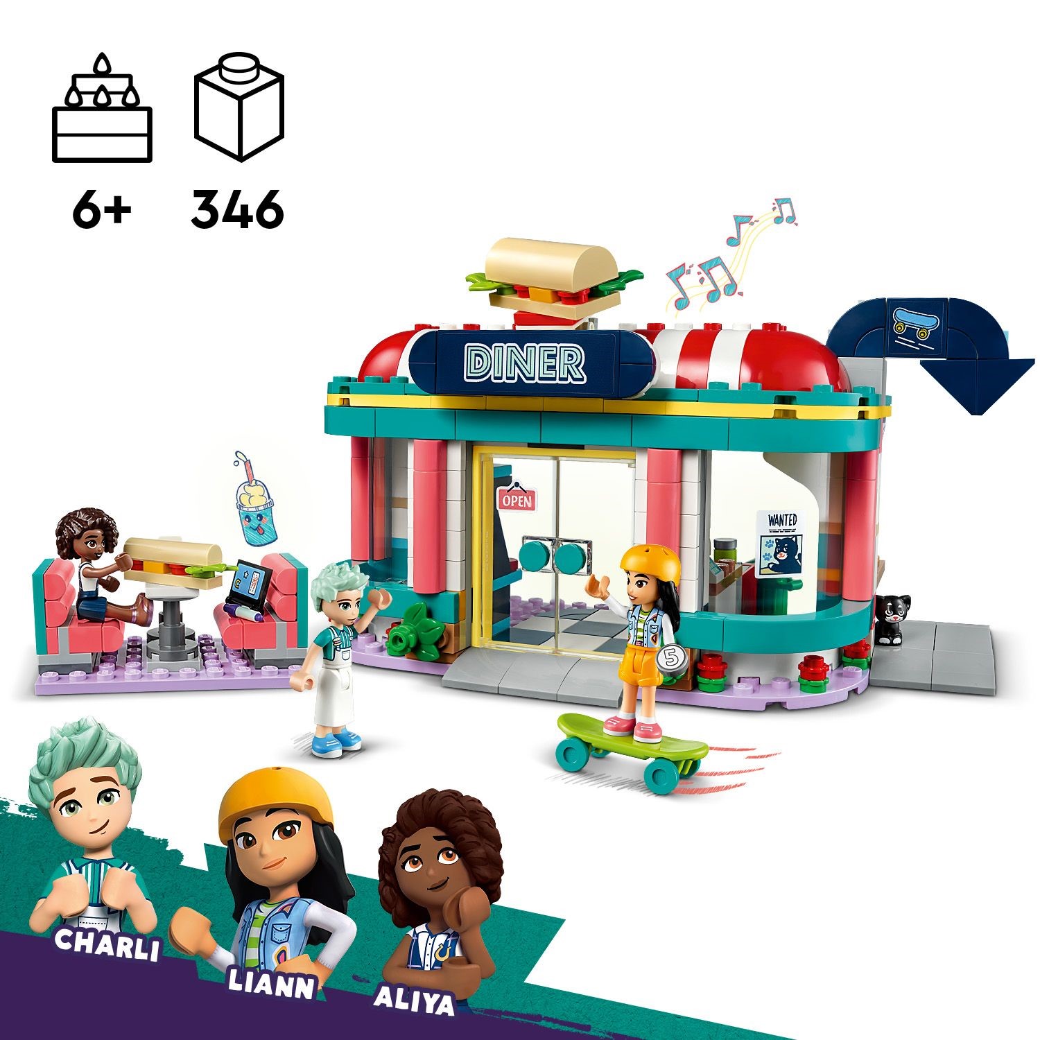 LEGO 41728 Friends Heartlake Downtown Diner Building Toy Set